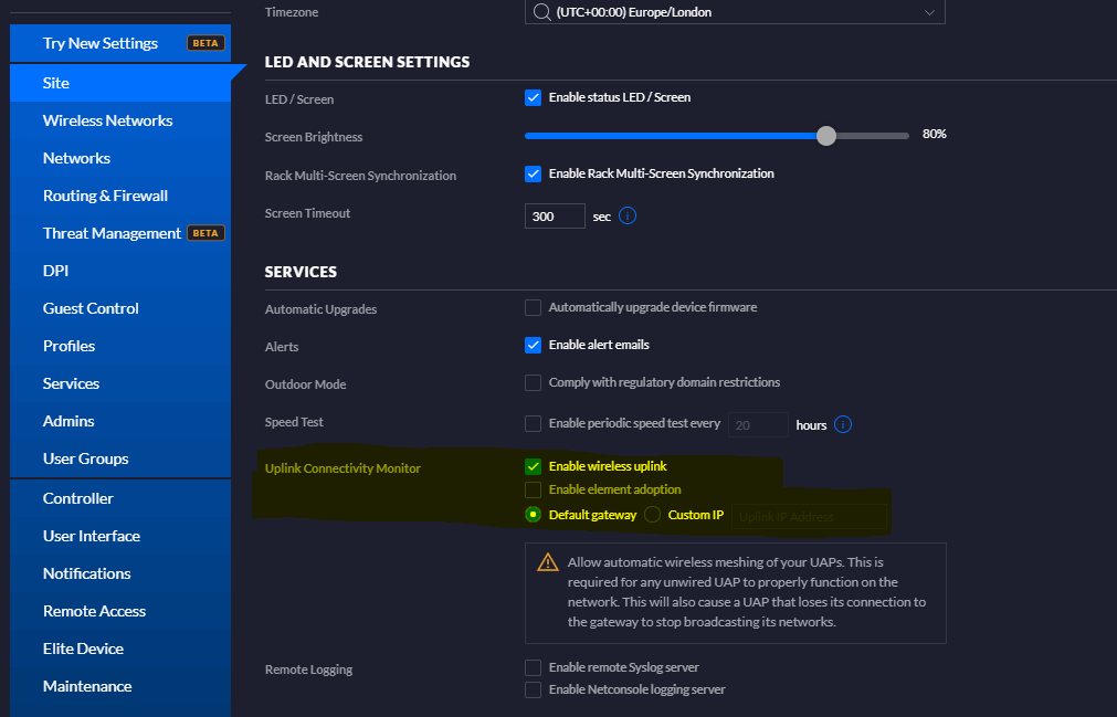 Configure UBNT wireless uplink